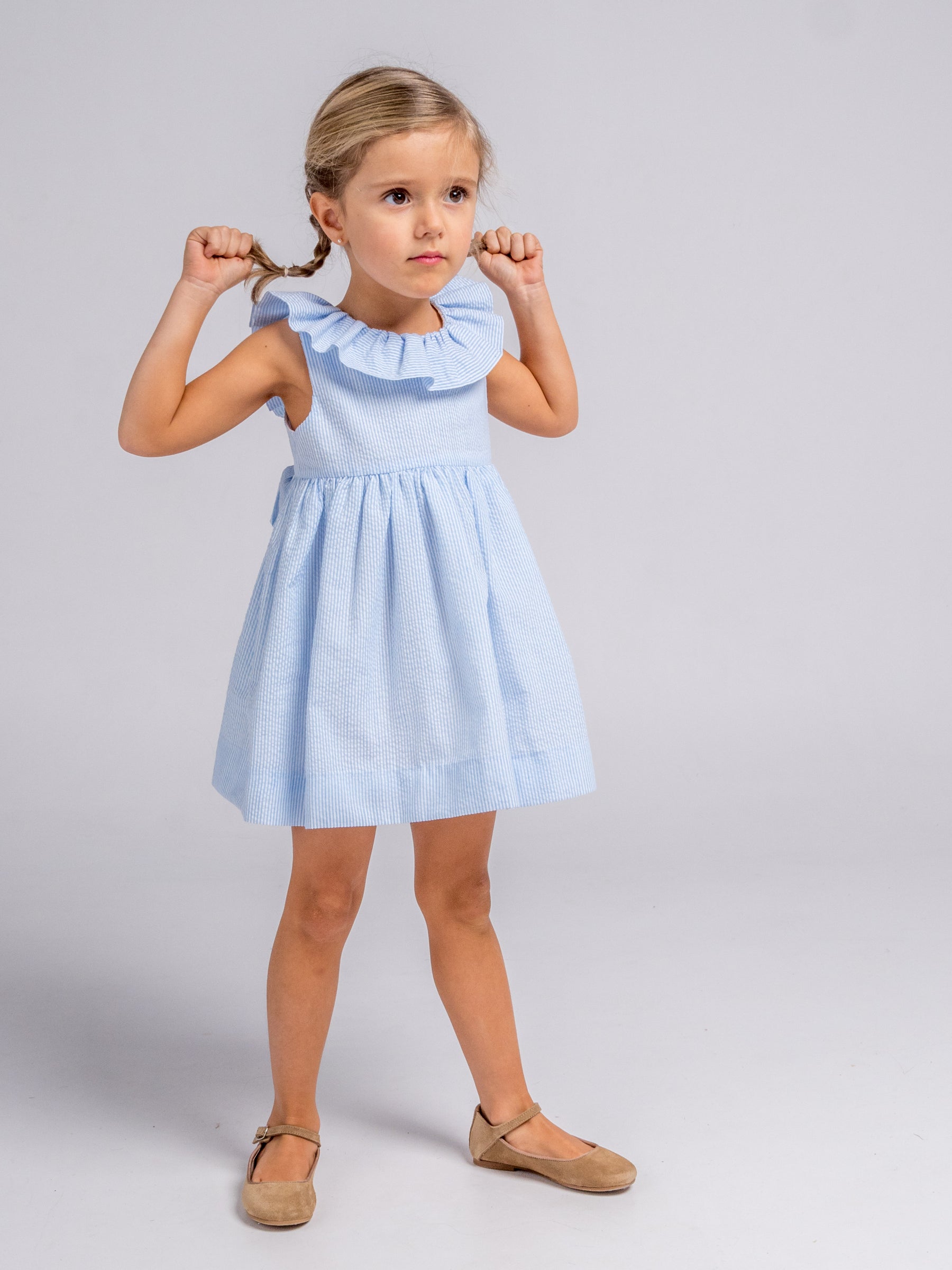 Blue striped dress - Girl's collection - Minis Baby&Kids – Minis Baby&Kids